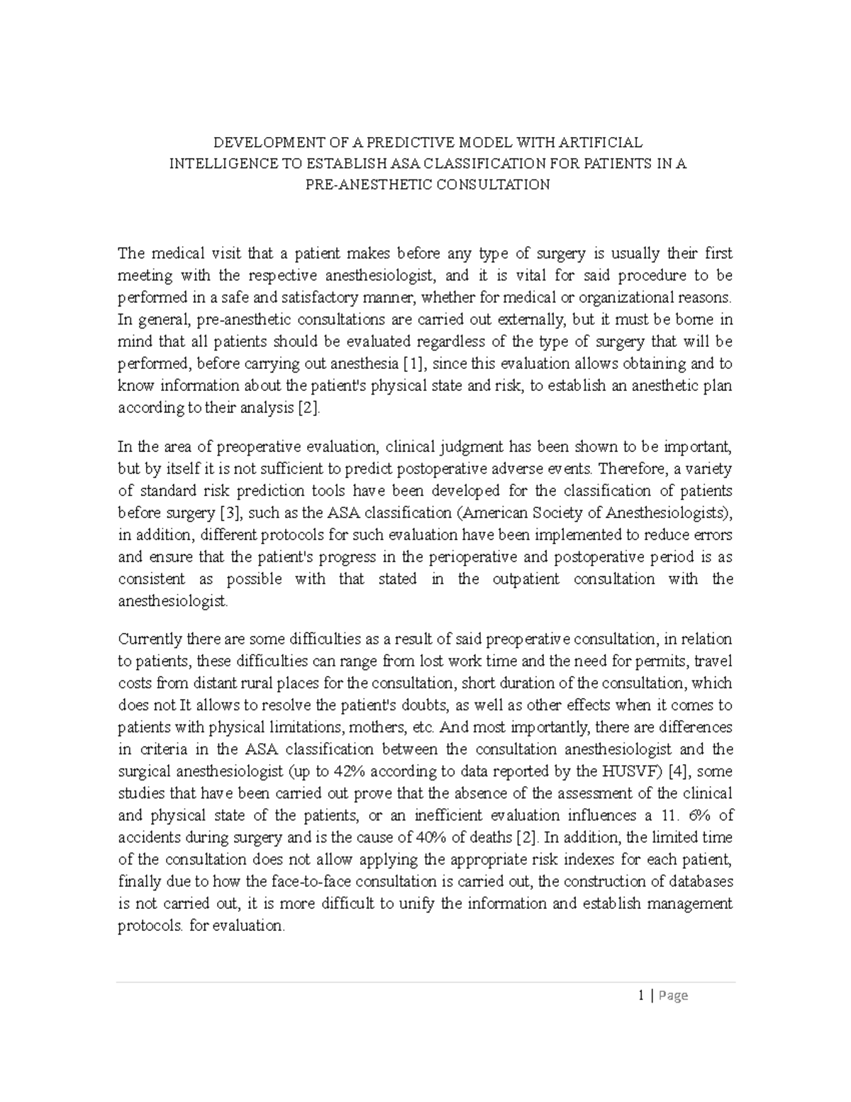 Development OF A Predictive Model WITH Artificial Intelligence TO ...