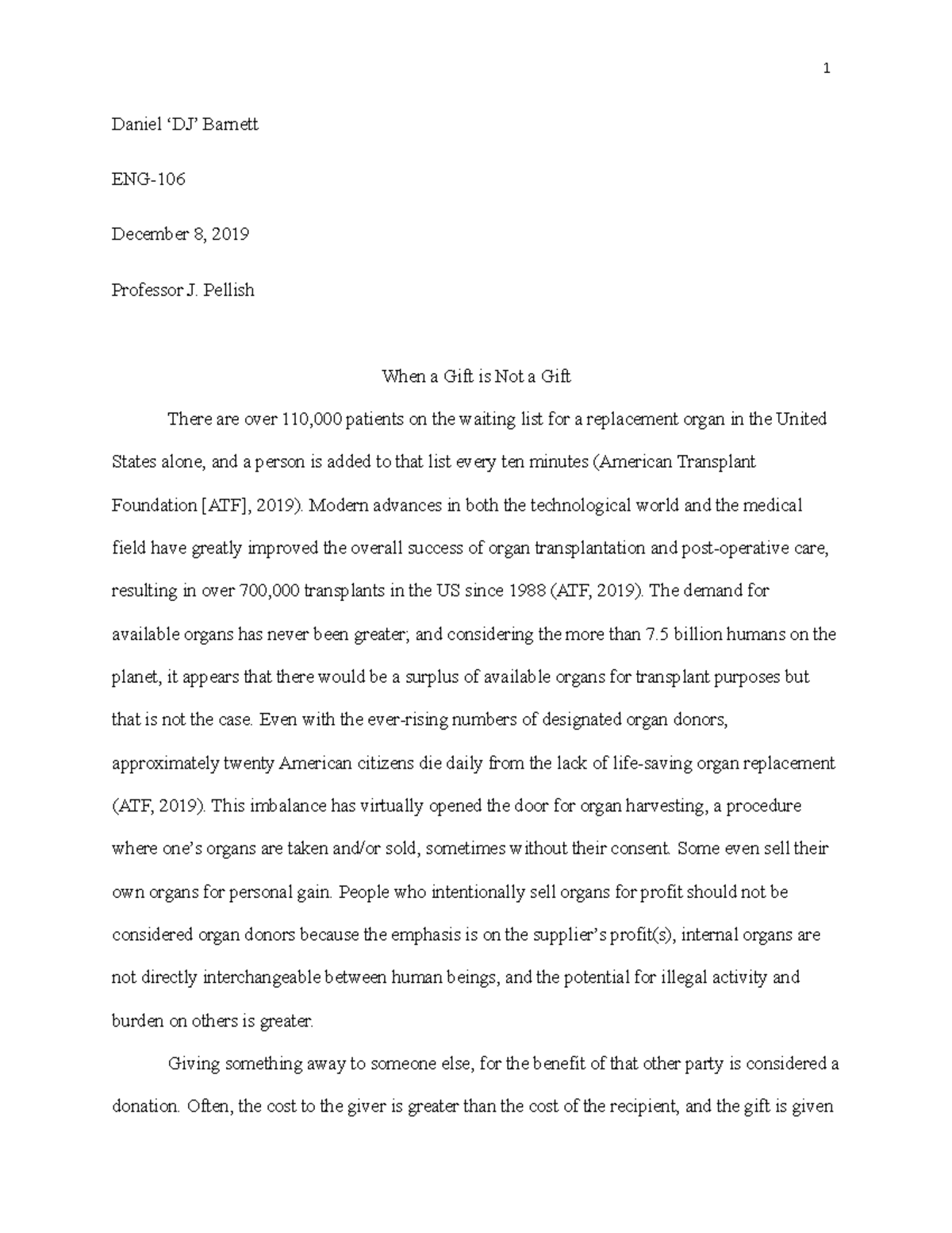 Definition Essay Final Draft ENG106 - Daniel ‘DJ’ Barnett ENG- December ...