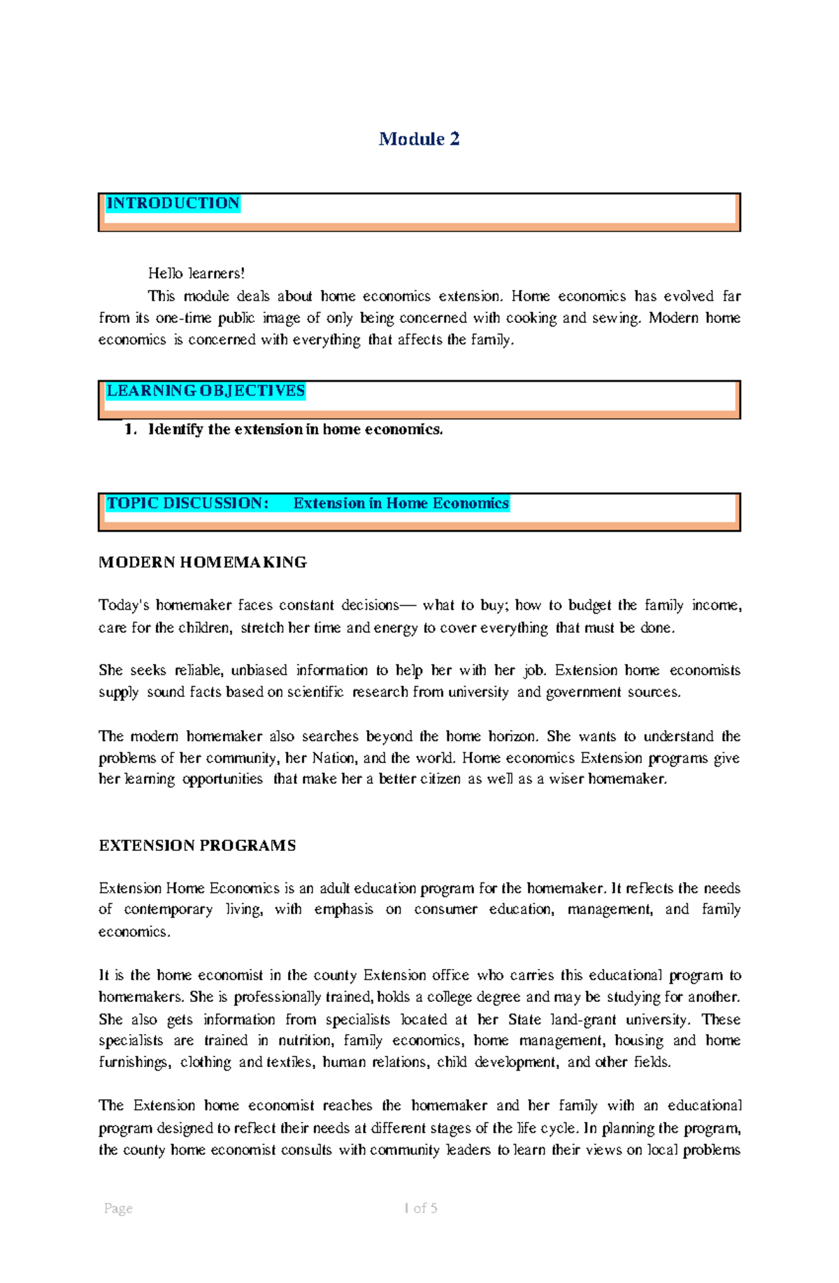 HEE 111 Module 2 - This is for lecture notes - Module 2 INTRODUCTION ...