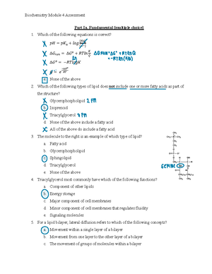 Module 3 Assessment OT - Biochem practice test - Part Ia. Fundamental ...