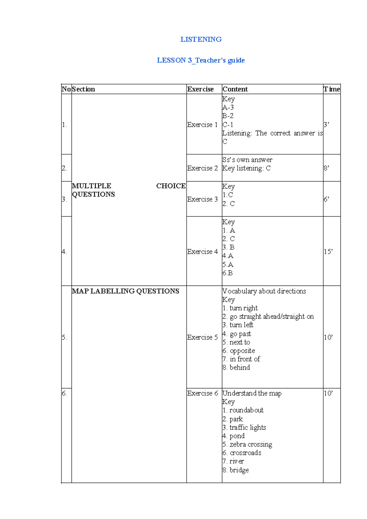 Lesson 3 tapescripts - LISTENING LESSON 3_Teacher’s guide No Section ...