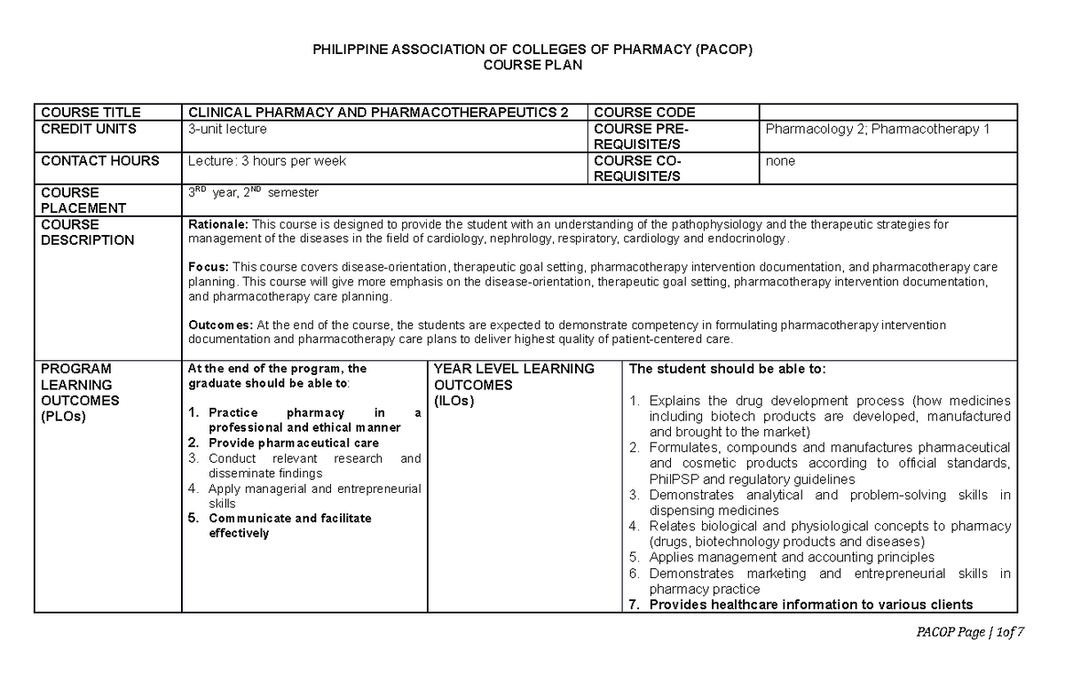 Cluster 2 Clinical Pharmacy and Pharmacotherapetuics 2 2020 ...