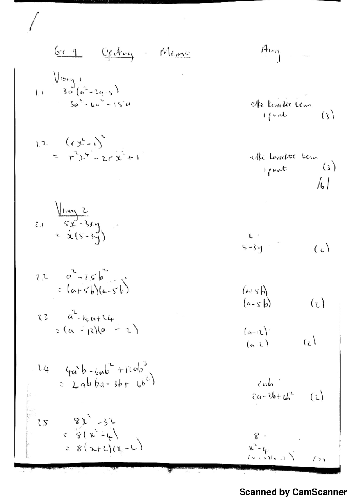 Grade 9 Assignment Aug Memo - MNB1501 - Scanned by CamScanner Scanned ...
