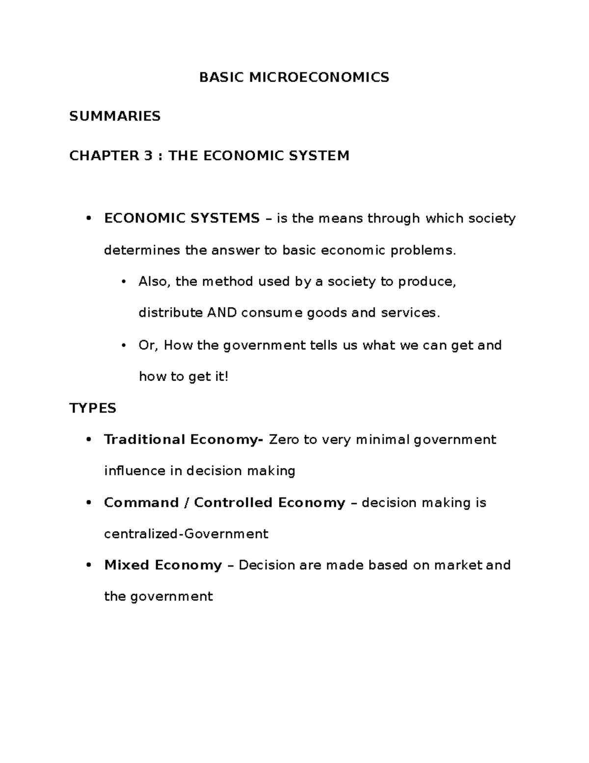 Basic Microeconomics Chapter 3 Until 6 - BASIC MICROECONOMICS SUMMARIES ...