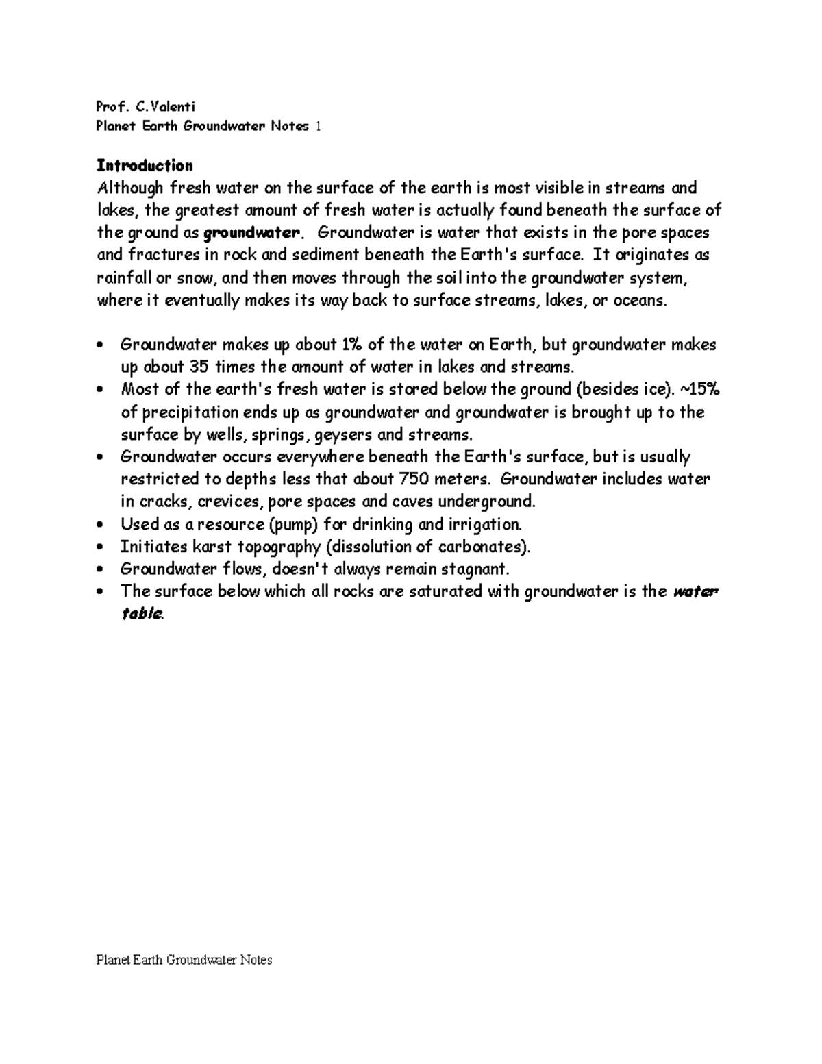 Planet Earth Groundwater Notes - Studocu