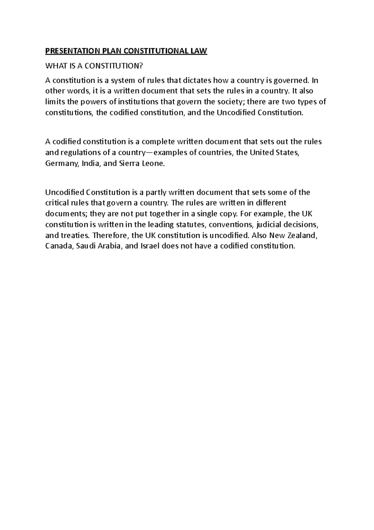 Presentation PLAN Constitutional LAW - PRESENTATION PLAN CONSTITUTIONAL ...