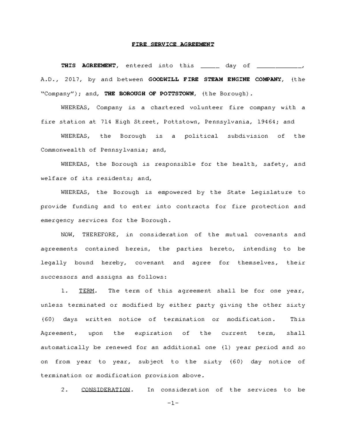 FIRE 1 Contract - EDUCATIVE - FIRE SERVICE AGREEMENT THIS AGREEMENT ...