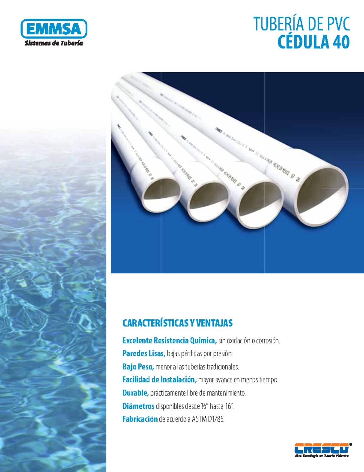 Ficha Tecnica FT-008H-T40 - Tuberia PVC Cedula 40 - Cresco - TUBERÍA DE ...