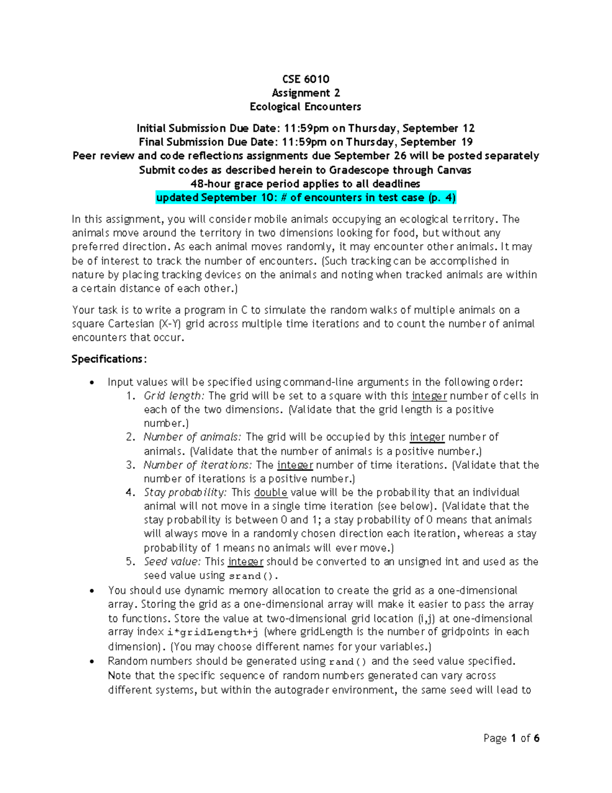 Assignment 2 - homework instruction - CSE 6010 Assignment 2 Ecological Encounters Initial ...