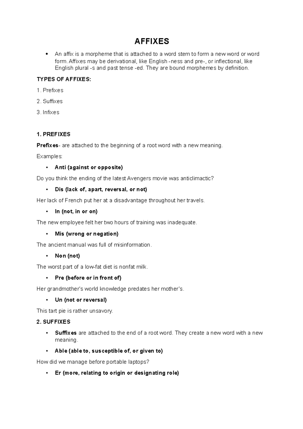 Morphology ( Affixes) - • An affix is a morpheme that is attached to a ...