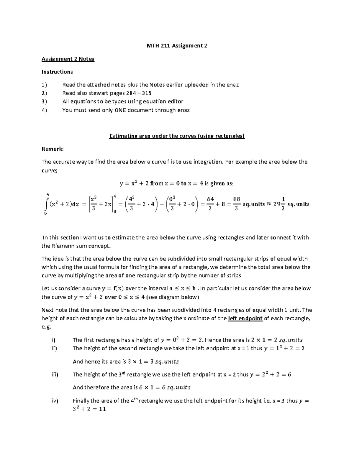 Worked Examples A 2 - MTH 211 Assignment 2 Assignment 2 Notes ...