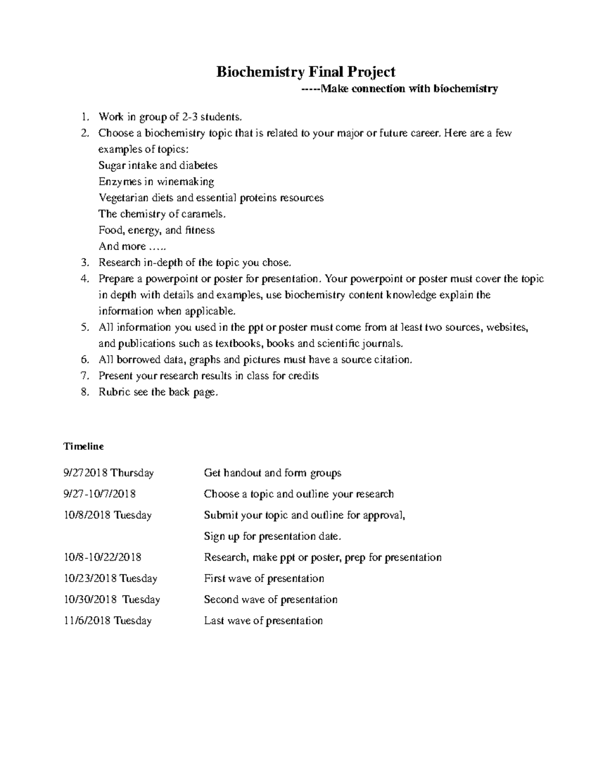 Biochem final project - Biochemistry Final Project -Make connection ...