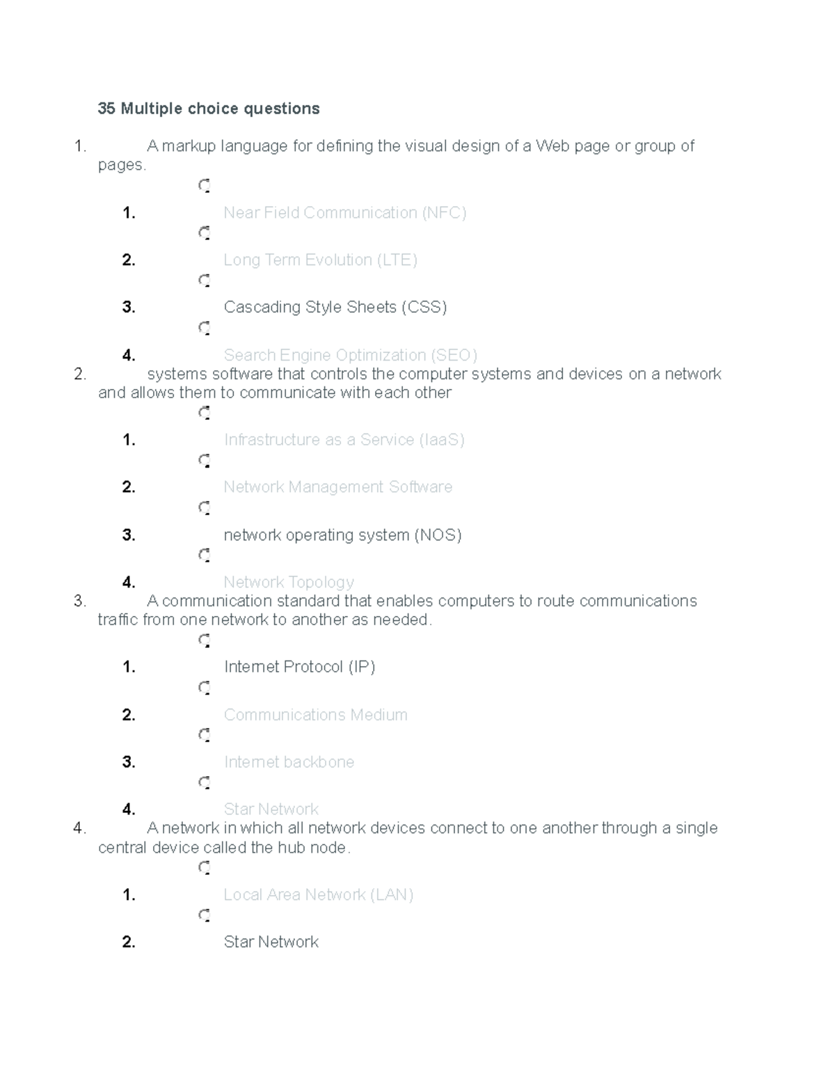 Chapter 6 test question CC201 - 35 Multiple choice questions A markup ...