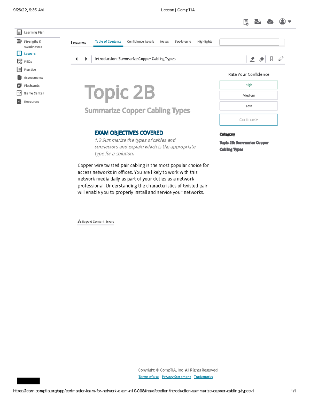 Lesson 2-8 - CompTia Netowrk+ EBook Chapter 2 Section - 9/26/22, 9:35 ...