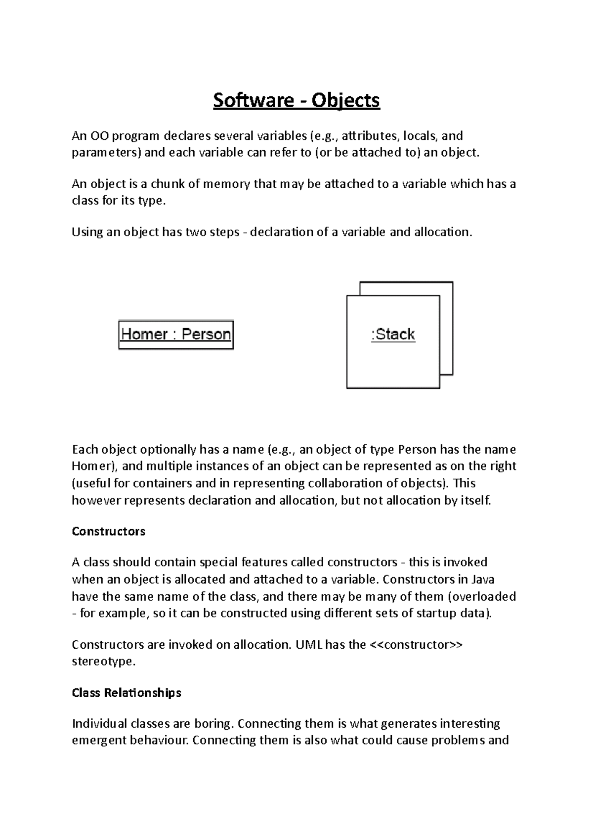 Software - Objects - Lecture notes 3 - COMP 1693 - GRE - Studocu
