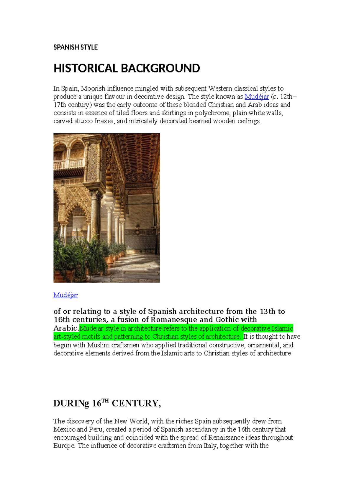 Spanish Style - historical background - SPANISH STYLE HISTORICAL ...