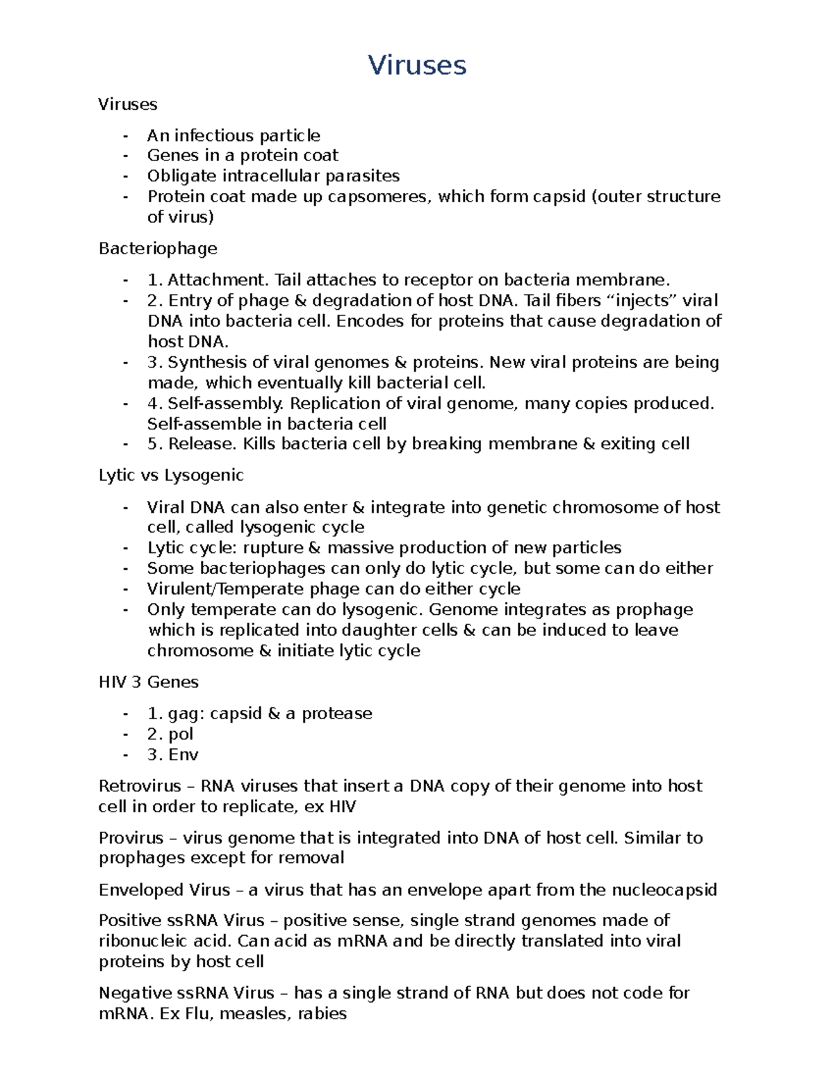 Viruses - Lecture notes 13 - Viruses Viruses An infectious particle ...