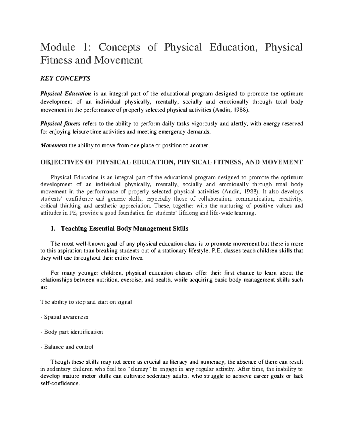PE Reviewer Module 1 3 5 Module 1 Concepts Of Physical Education pe-reviewer-module-1-3-5-module-1-concepts-of-physical-education