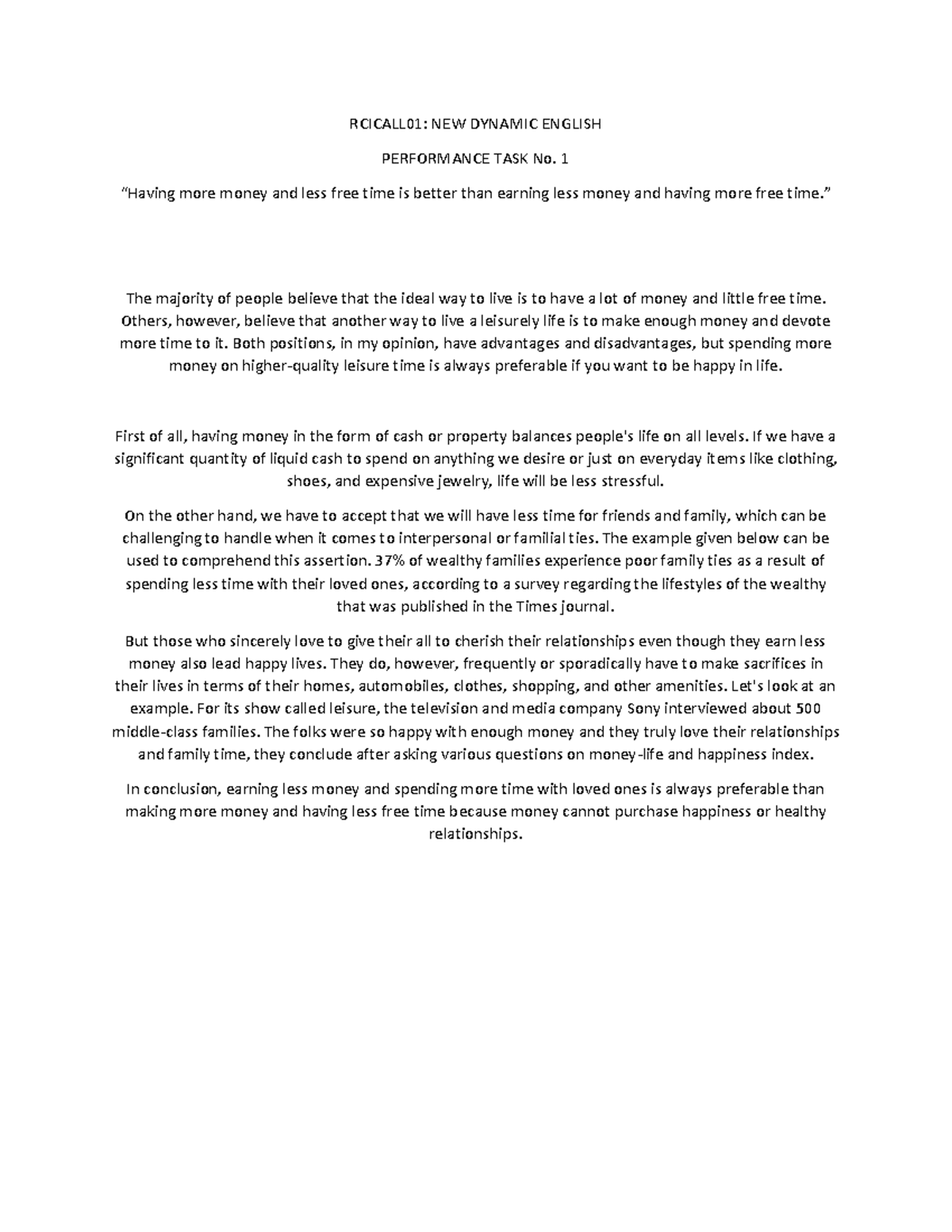 Performance Task 1 EC - Yes - RCICALL01: NEW DYNAMIC ENGLISH ...