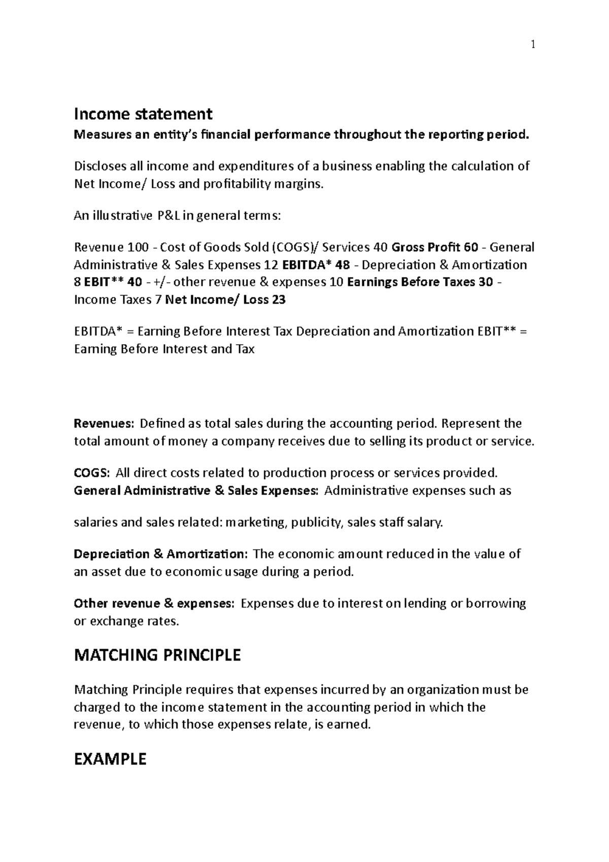 Notes-3 - Income statement - Income statement Measures an entity’s ...