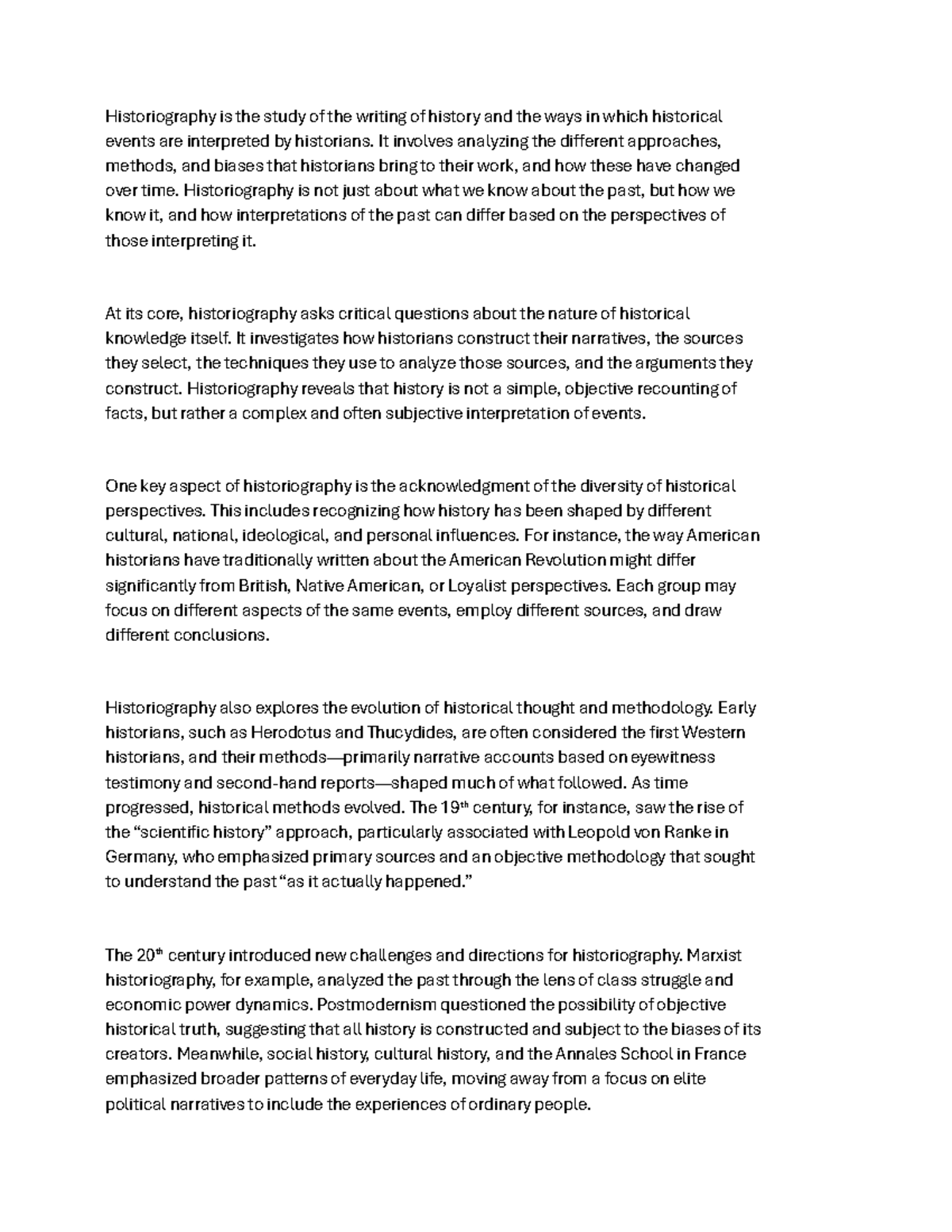 Document - Historiography is the study of the writing of history and ...