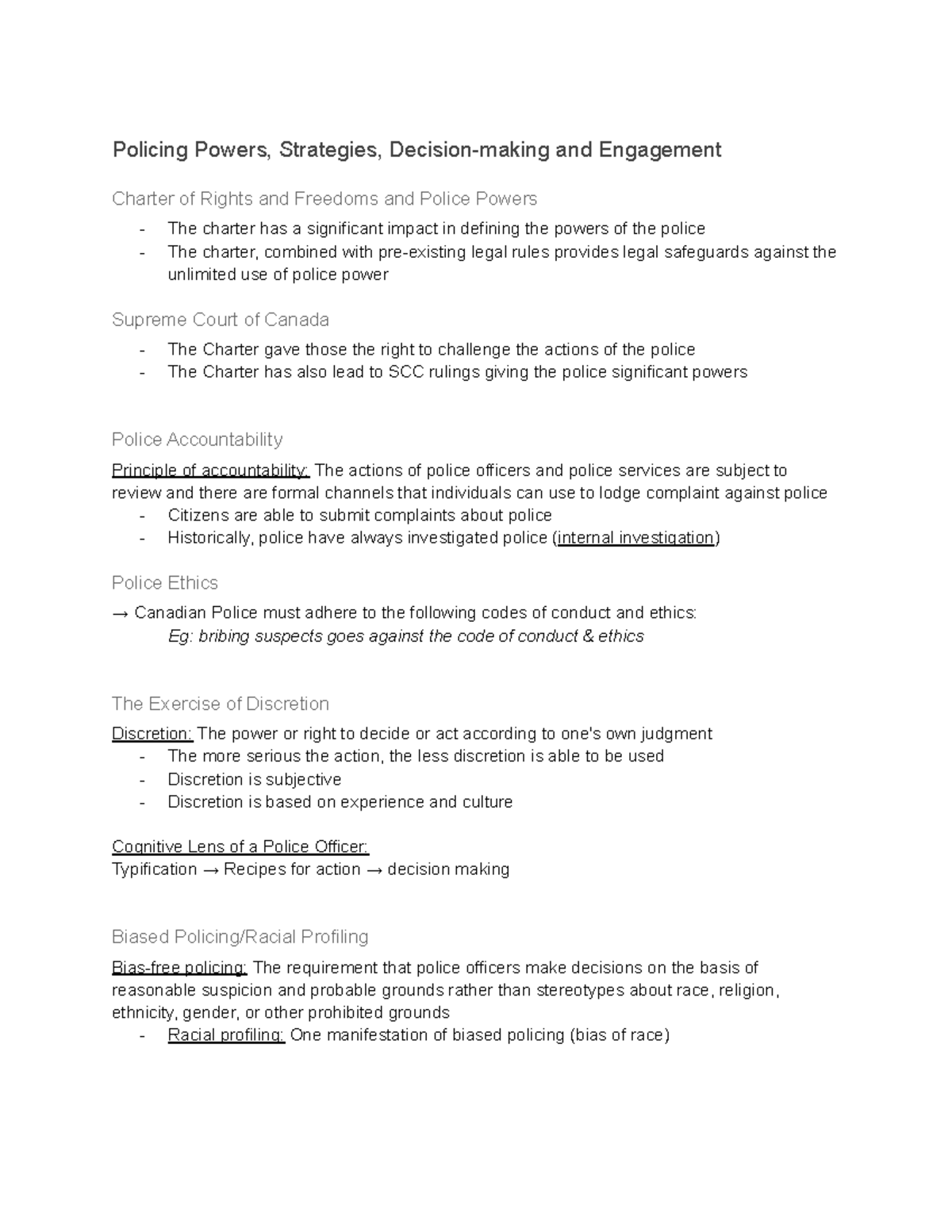 CRIM 131 - Lec 5 - Lecture notes - Policing Powers, Strategies ...