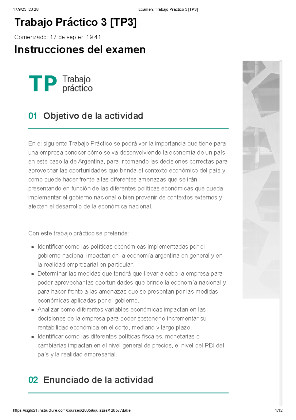Principios de Economia TP3 75% - Trabajo Práctico 3 [TP3] Comenzado: 17 de sep en 19 ...
