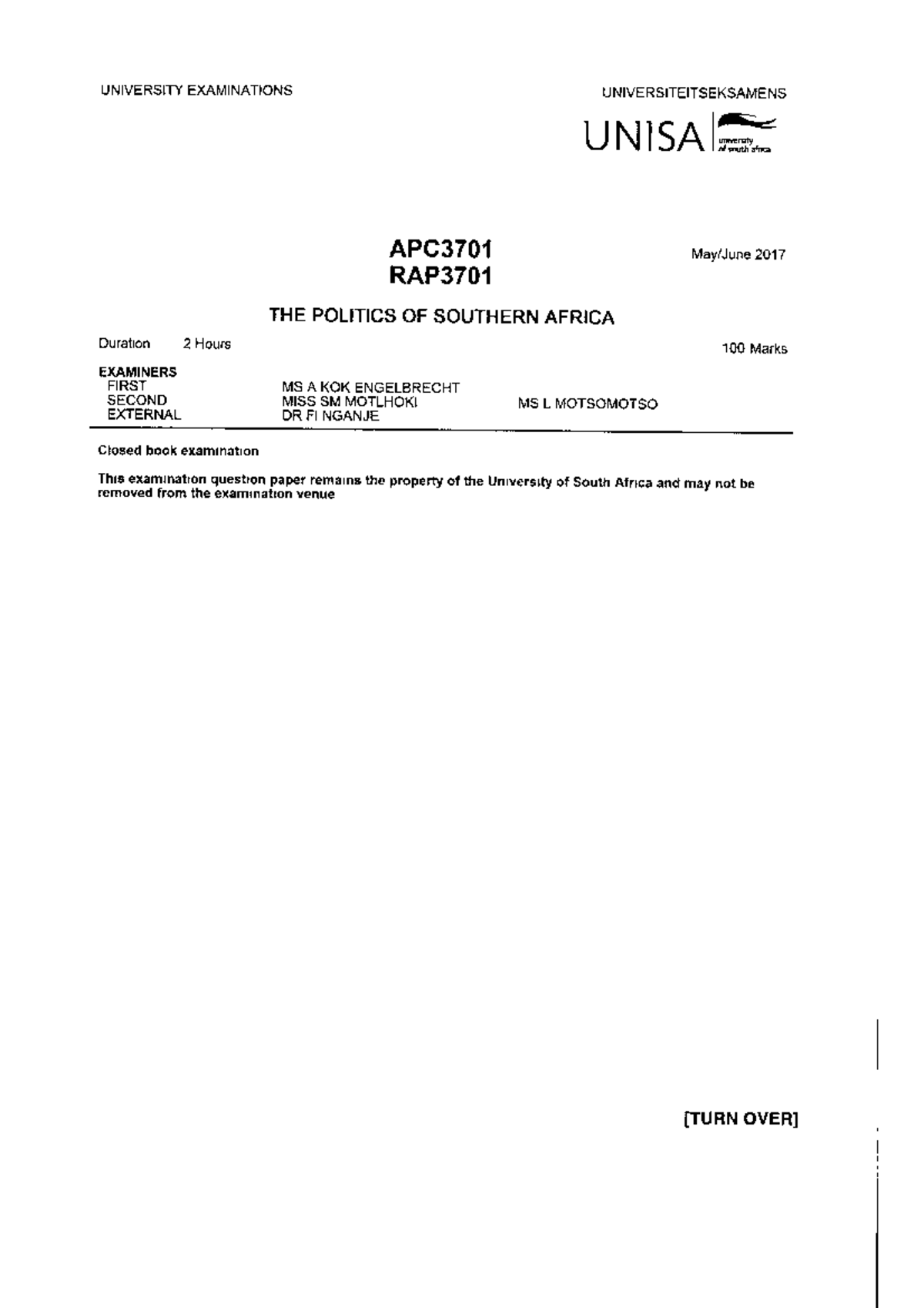 APC3701-2017-6-E-2 - APC3701 - Studocu