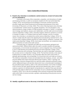 Task 2- Allen K. - Central Role of Chemistry Kassidy A. Allen Chemistry With Lab— FFM Dr. 03/18 ...