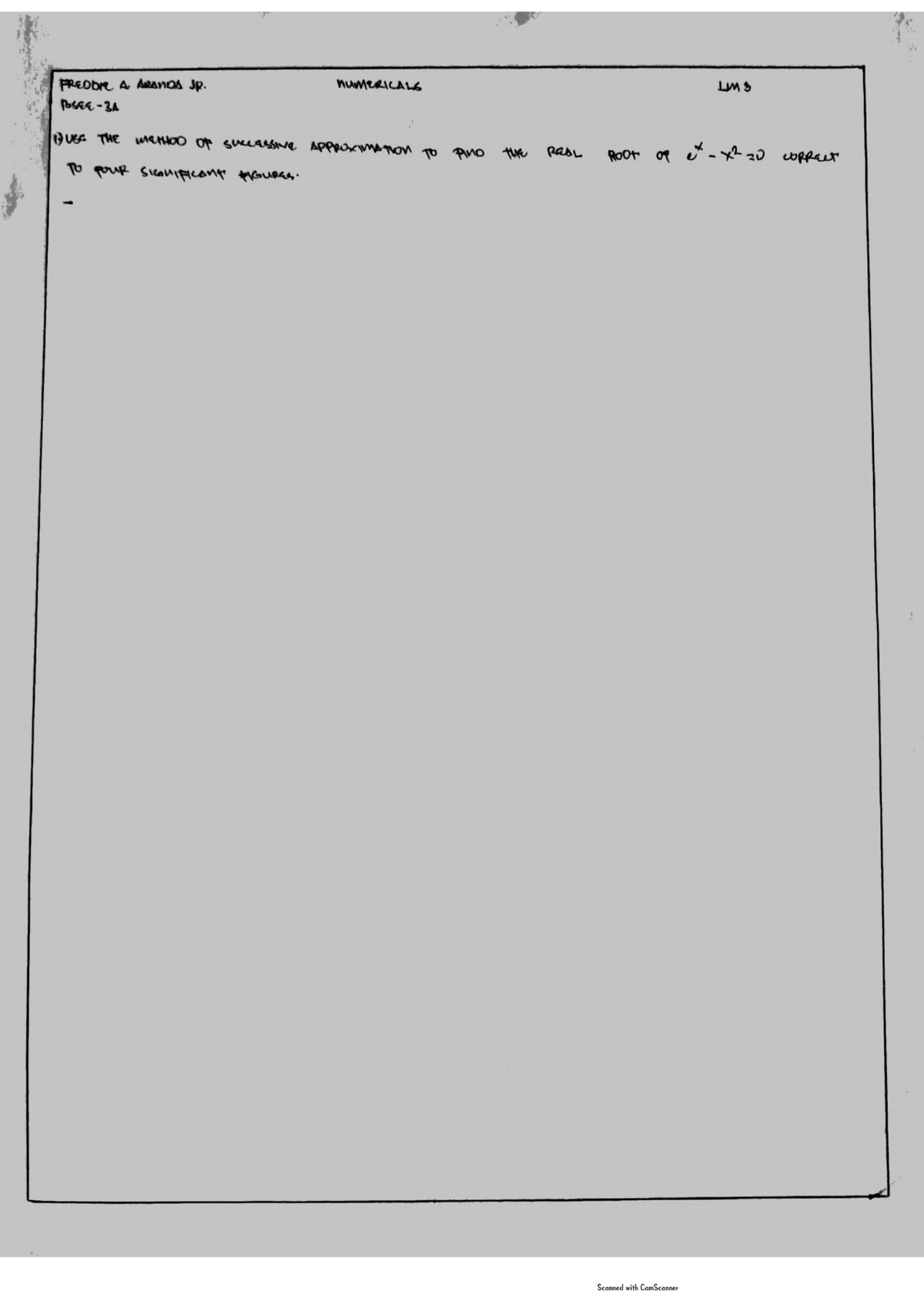 Numerical Methods an swer with solution - Bachelor of Science in Electrical Engineering - Studocu