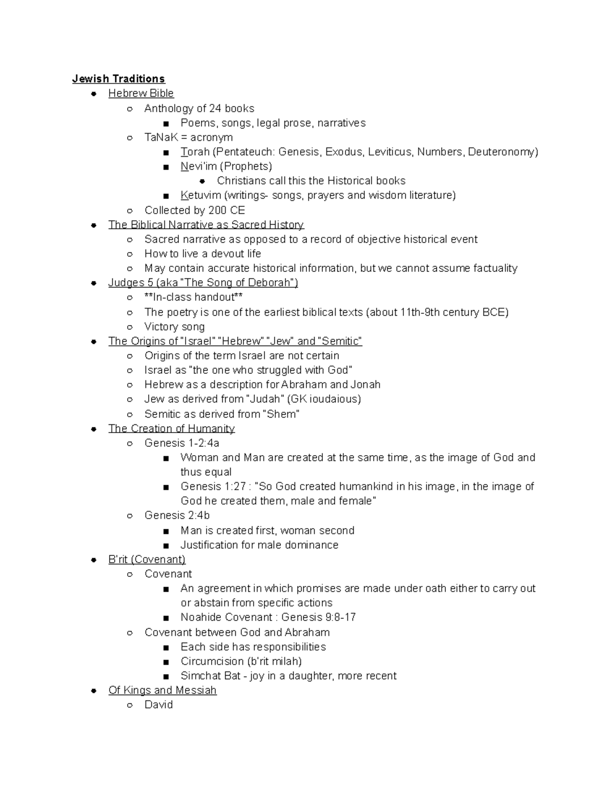 GS 011 - Exam 2 - Second Exam Study Guide - Jewish Traditions Hebrew ...