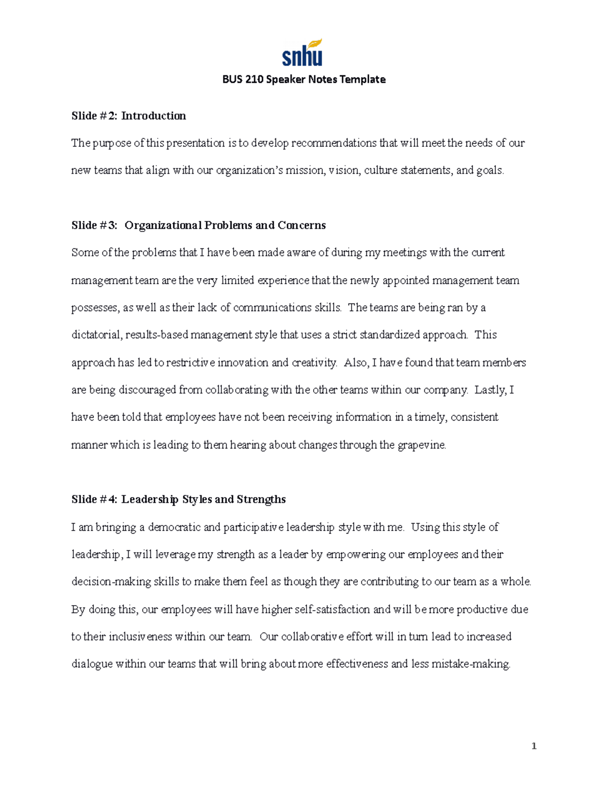 Module 7 Speaker Notes - BUS 210 Speaker Notes Template Slide # 2 ...