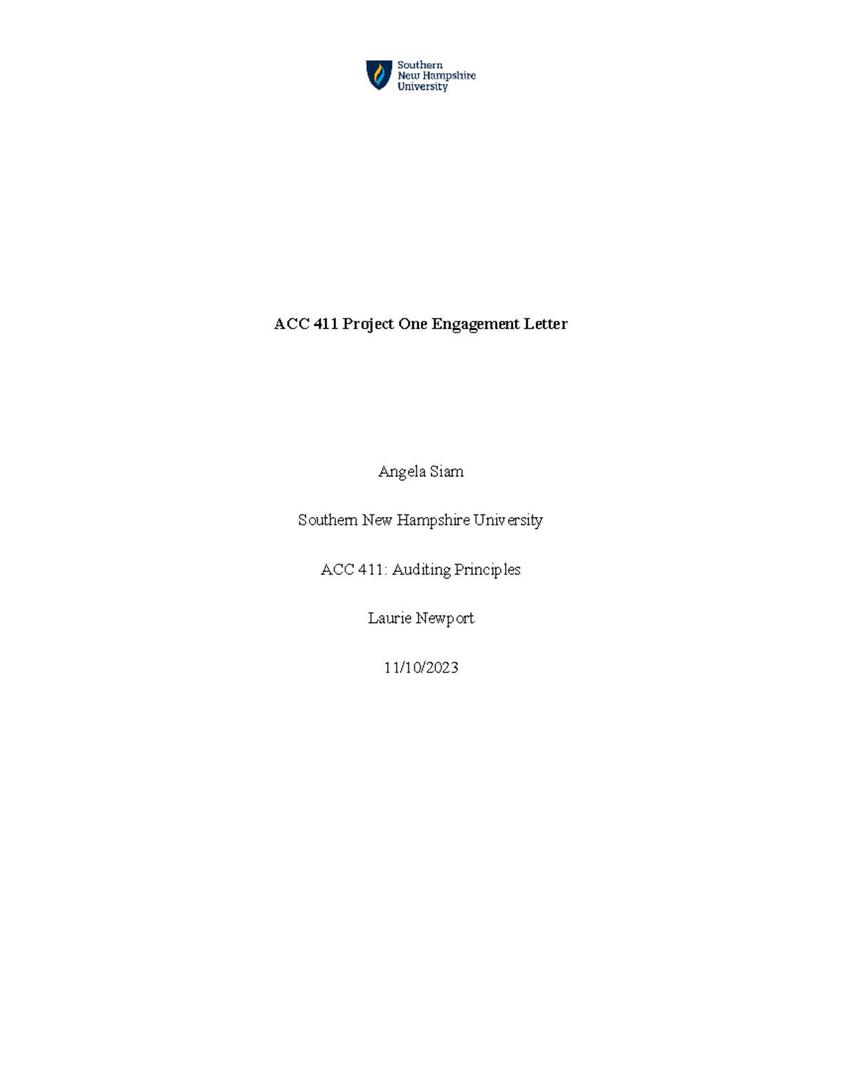ACC 411 Project One Engagement Letter - ACC 411 Project One Engagement ...