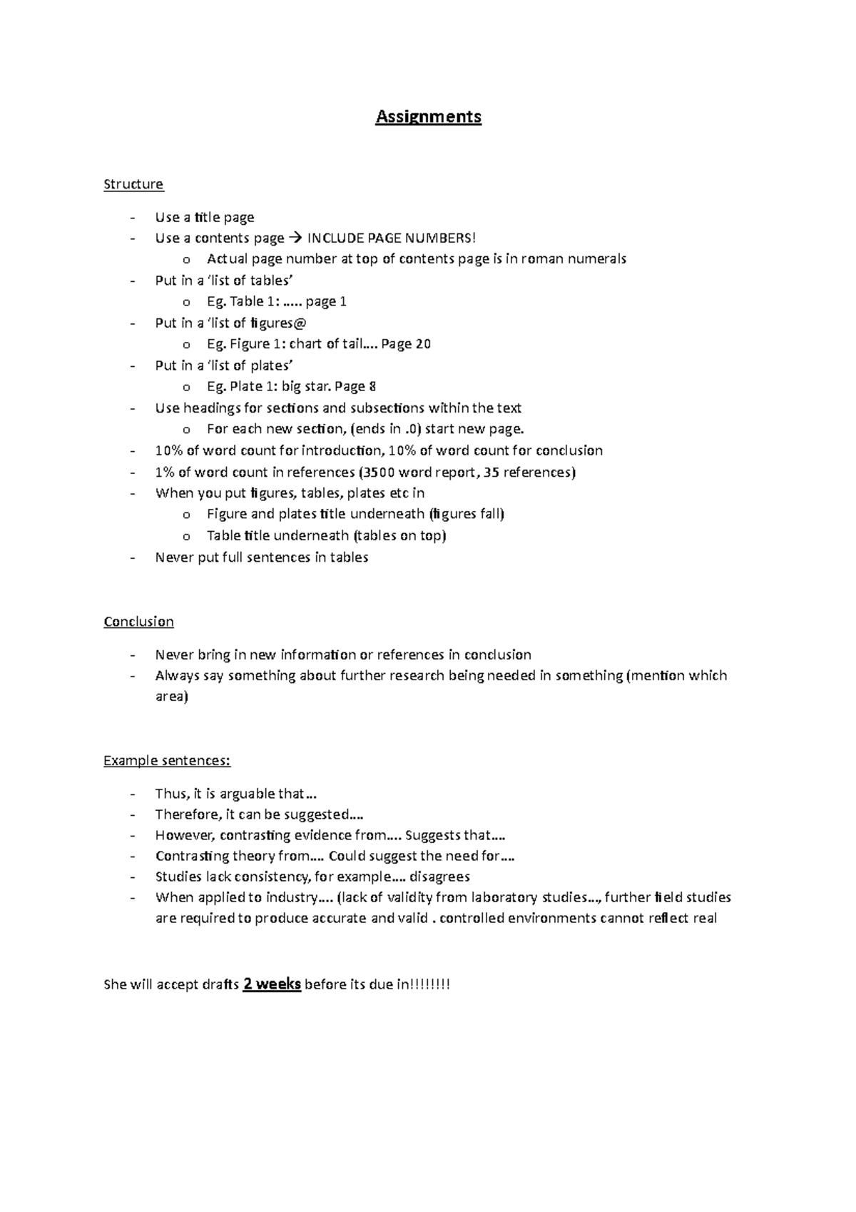 Assignments - Lecture notes 2 - Assignments Structure Use a title page ...