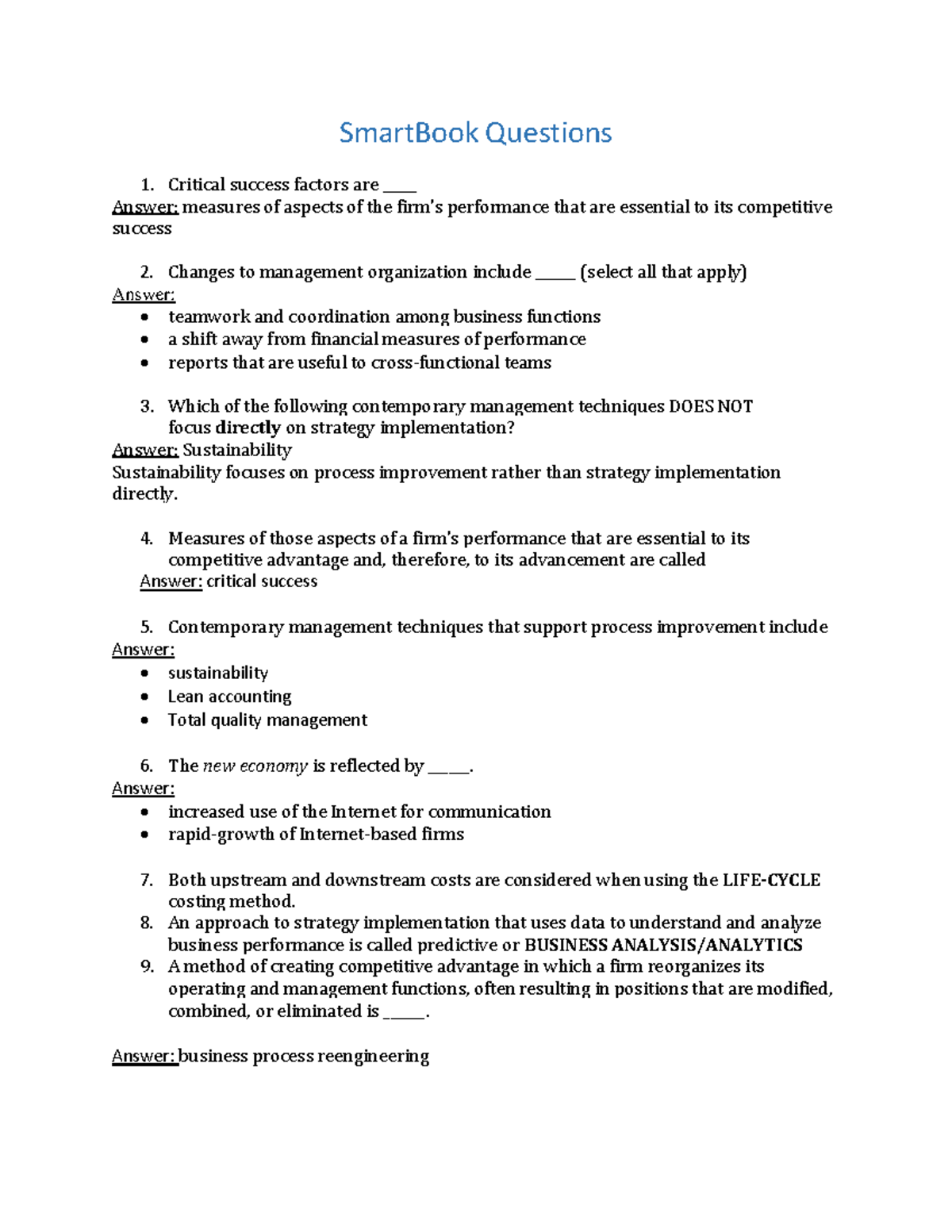 Ch.1 (Smart Book Questions) - SmartBook Questions Critical success ...