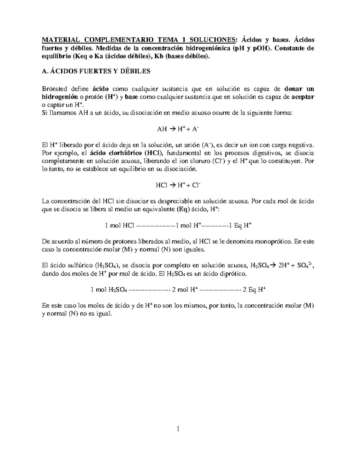 Material Teórico Sobre Ácidos Y Bases - MATERIAL COMPLEMENTARIO TEMA 1 SOLUCIONES: Ácidos y ...