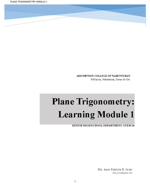 Plane TRigonometry Syllabus - COURSE SYLLABUS 1 st Semester, S. 2021 ...