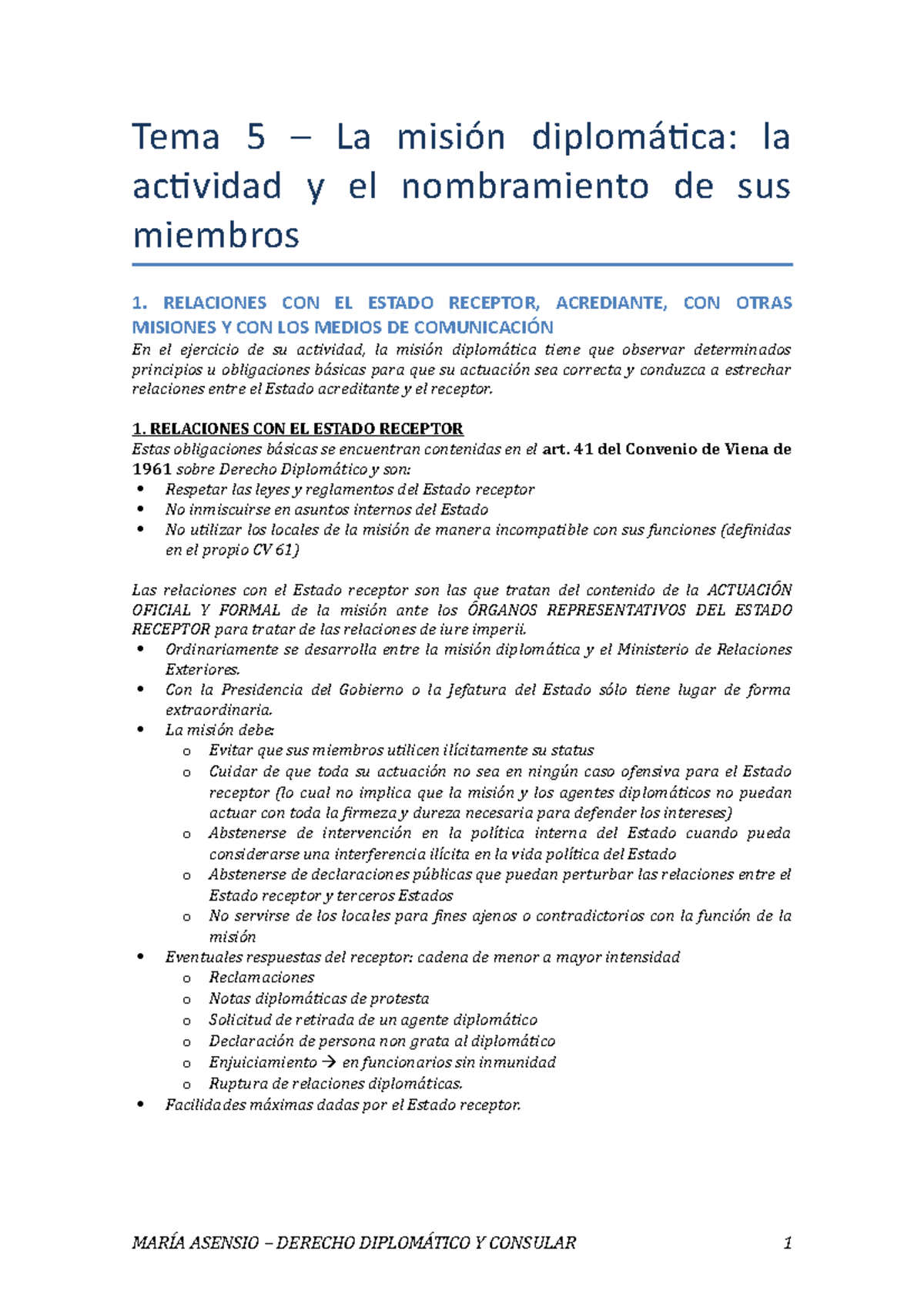 Tema 5 – La misión diplomática - Tema 5 – La misión diplomática: la ...