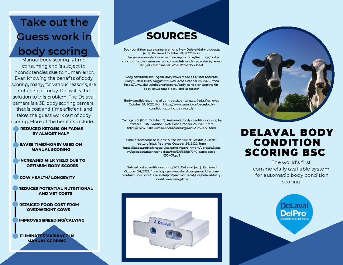 Delaval Body condition scoring Final - Manual body scoring is time ...