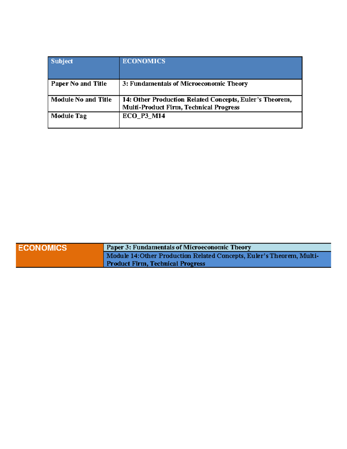 Other Production Related Concepts, Euler’s Theorem, Multi-Product Firm ...
