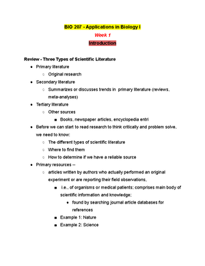 BIO 207 Lecture Notes Week 1 - Winter 2019 - BIO 207 - Applications in ...