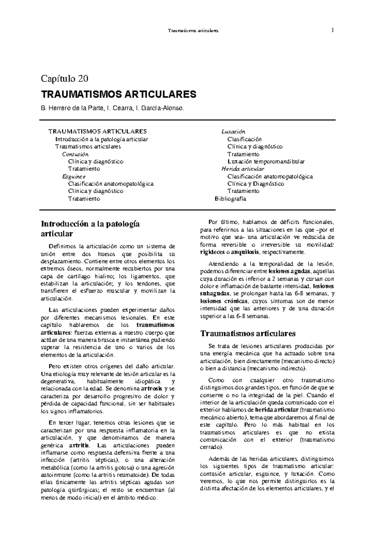 Cap 20 Traumatismos articulares - Capítulo 20 TRAUMATISMOS ARTICULARES ...