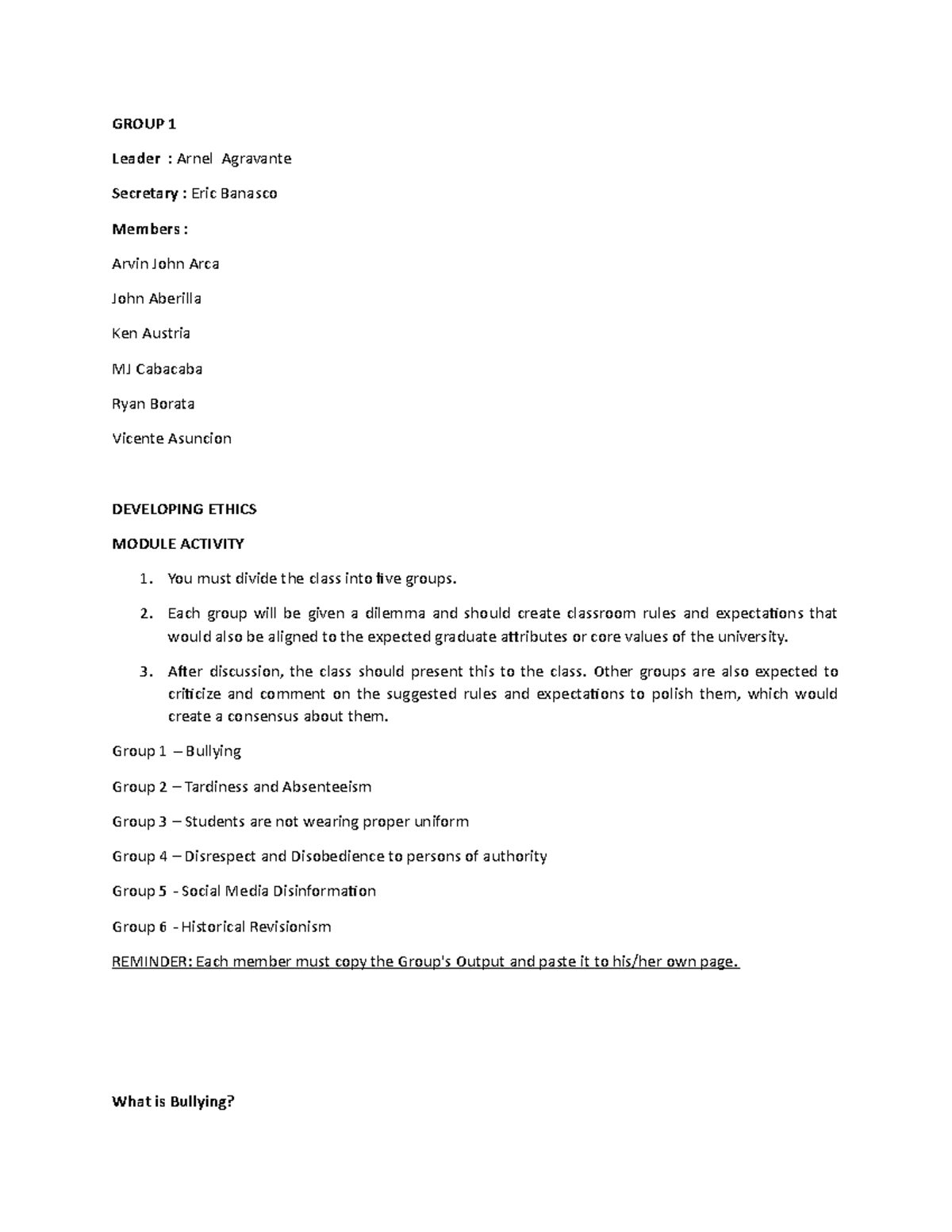 G-1 VRTS - hope you learn something - GROUP 1 Leader : Arnel Agravante ...