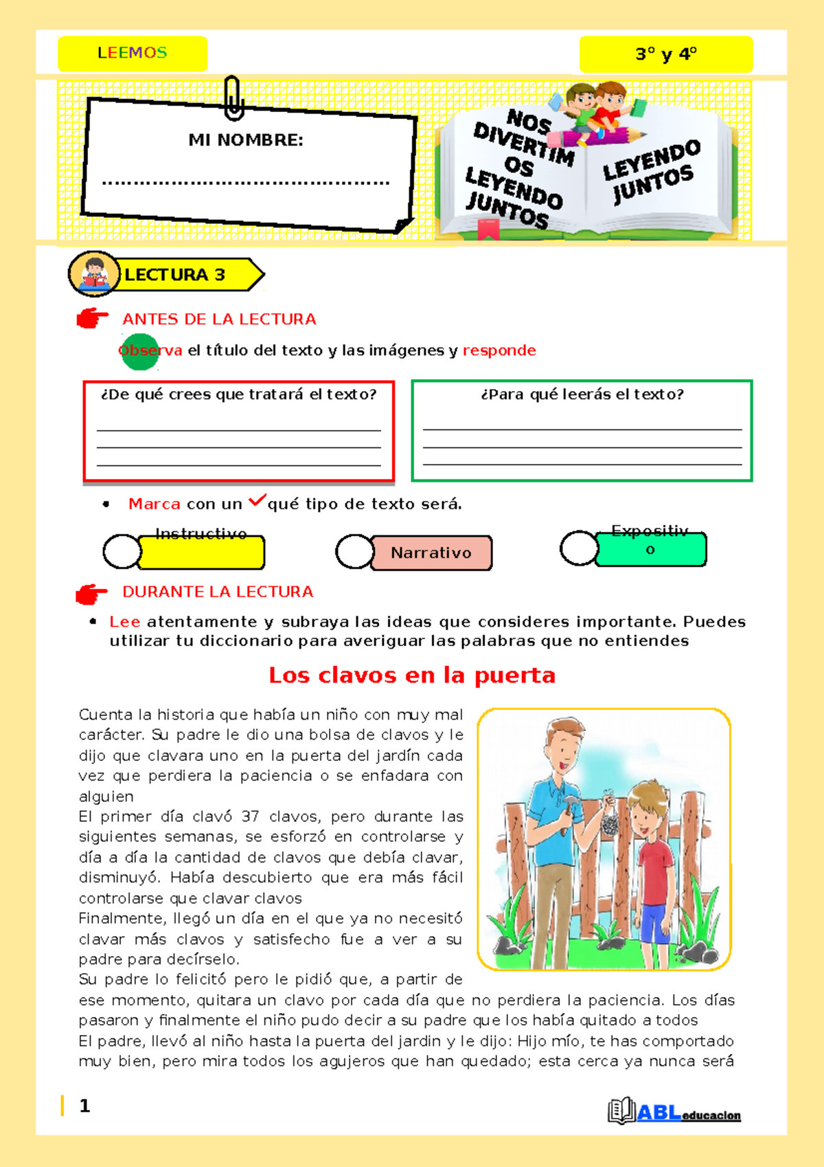 DIA 3- 4to Grado. L Juntos - ANTES DE LA LECTURA 1. Observa el título ...