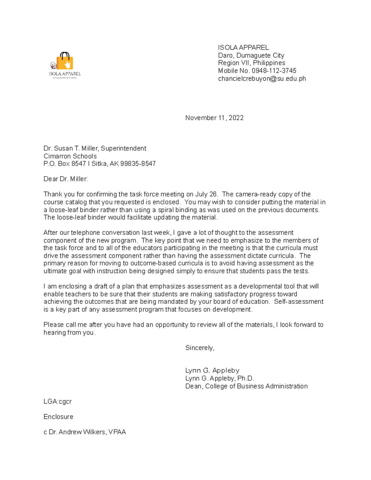 Lesson 18A Rebuyon Chanciel Geil - ISOLA APPAREL Daro, Dumaguete City ...