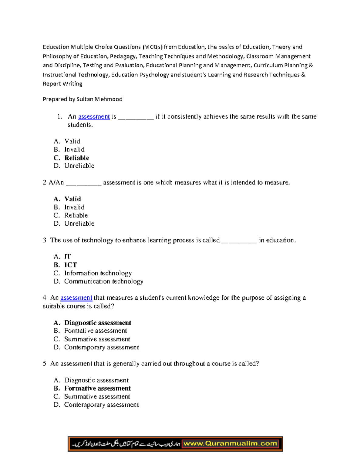 Finished,,,,, Pedagogoy MCQs - Education Multiple Choice Questions ...