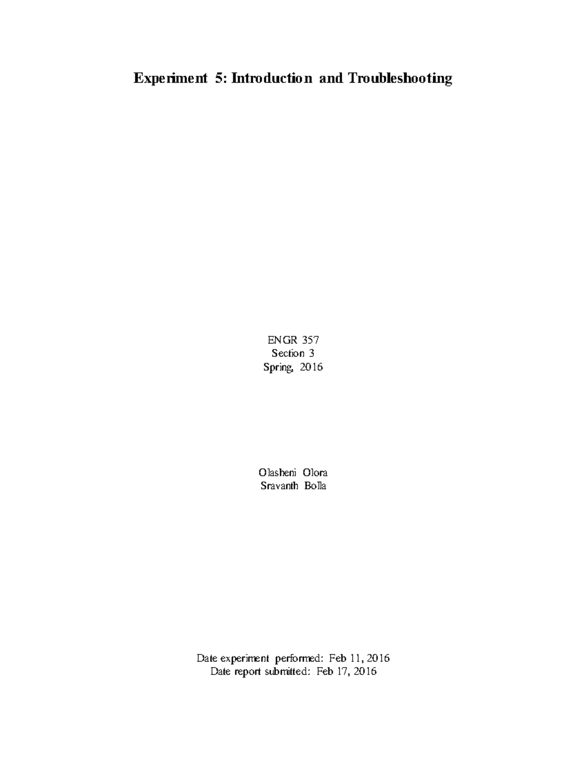 Lab 5 - Experiments - Experiment 5: Introduction and Troubleshooting ...