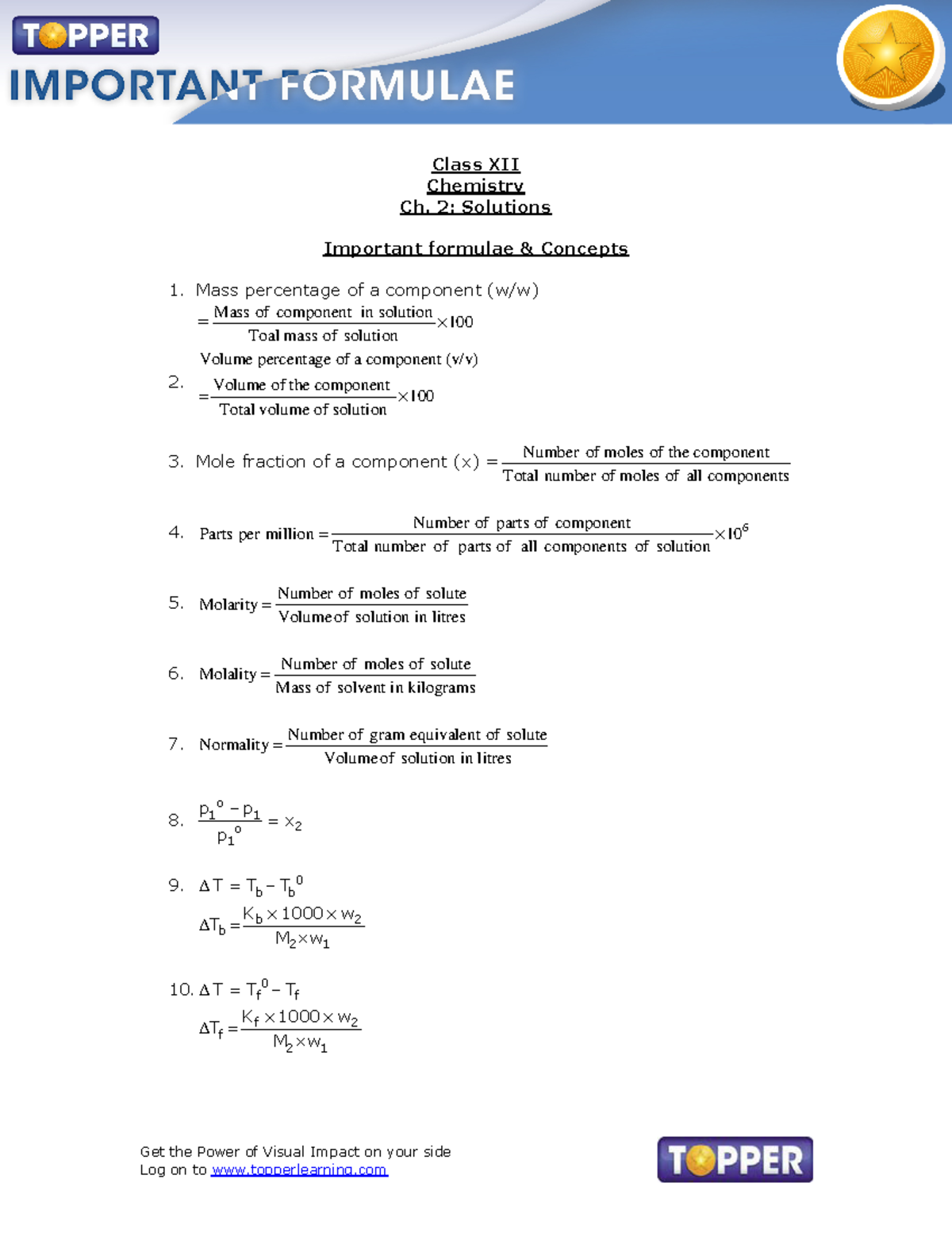 Solutions formulas - Notes - Get the Power of Visual Impact on your ...