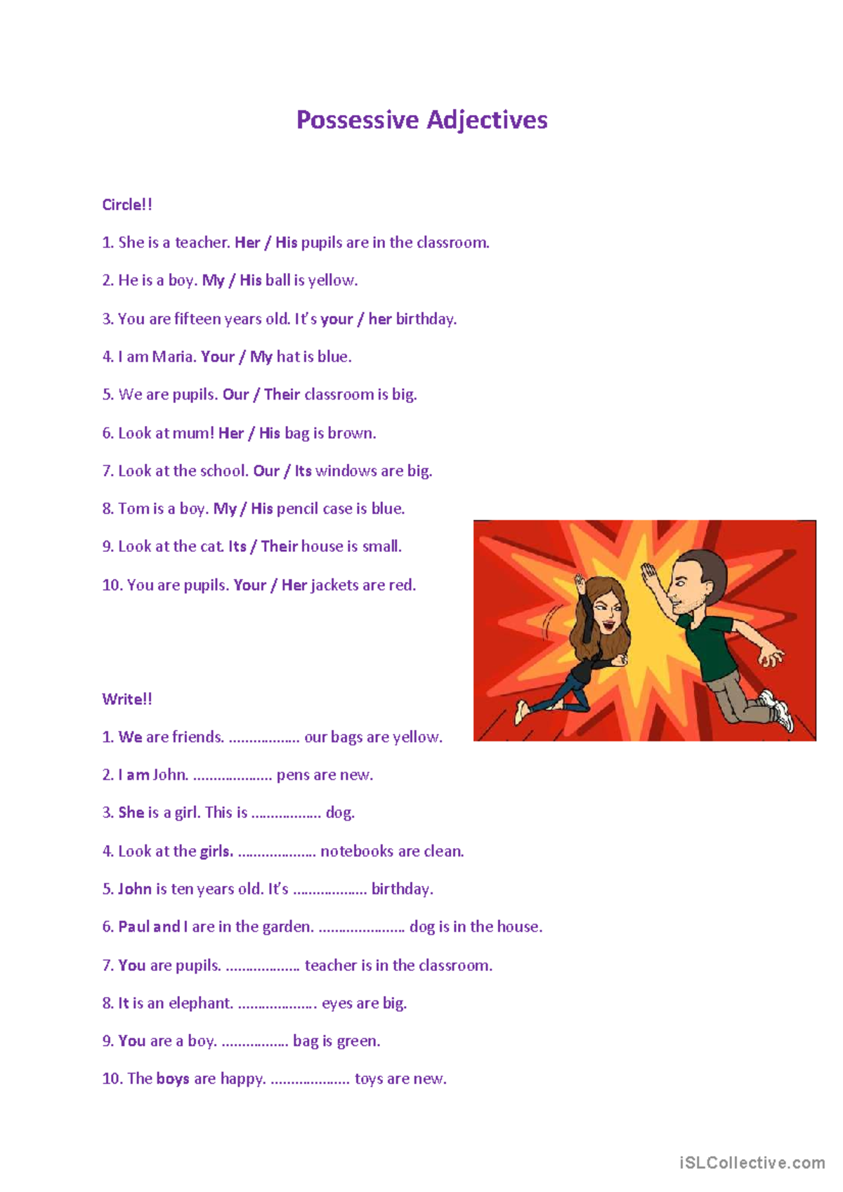 Possessive Adjectives worksheet - Possessive Adjectives Circle!! She is ...
