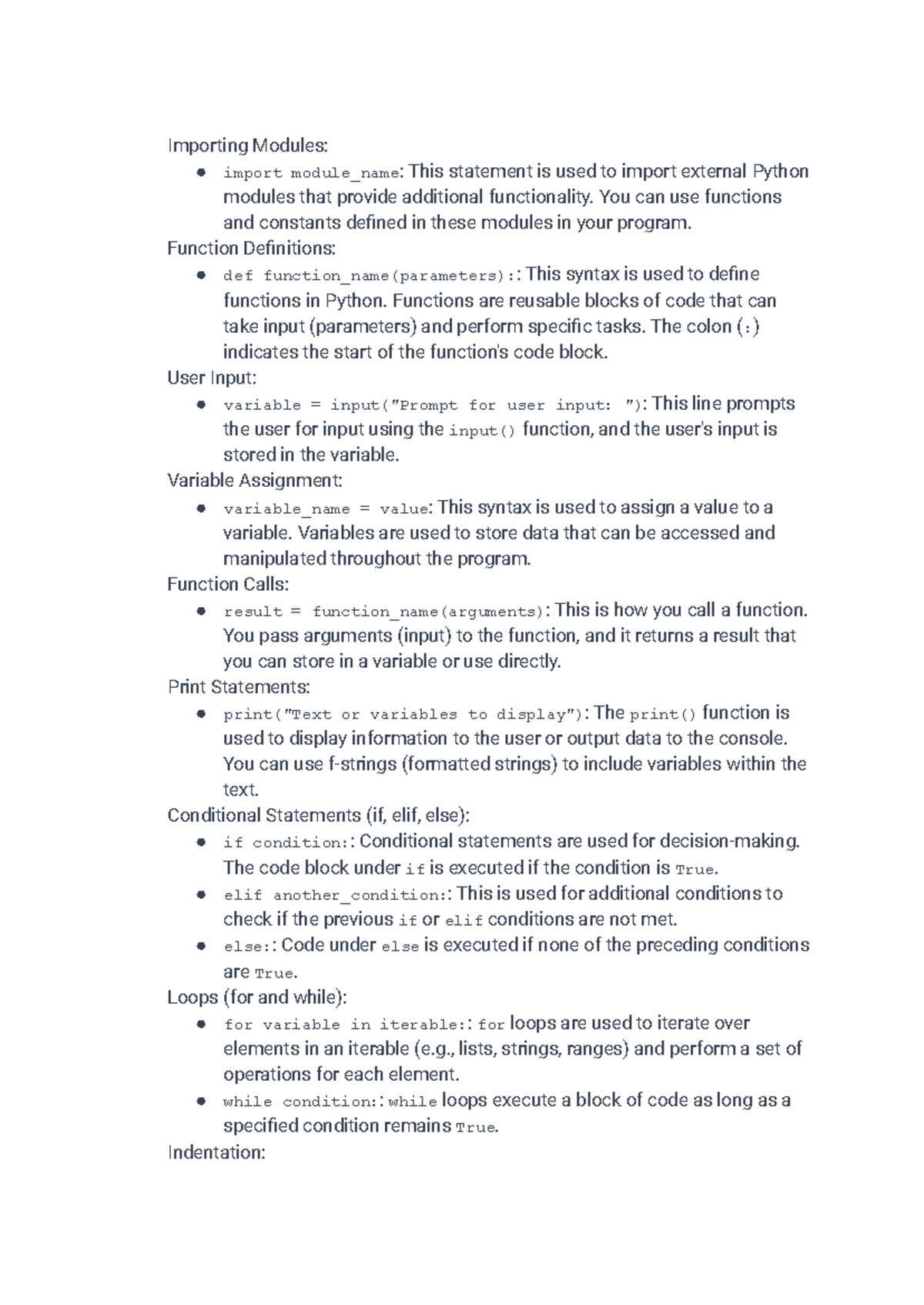 Programming Notes - .... - Importing Modules: import module_name: This ...